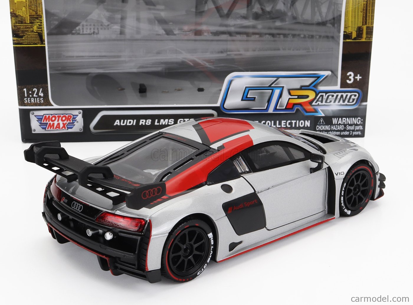 MOTOR-MAX 73788 Echelle 1/24 | AUDI R8 LMS GT3 2021 SILVER RED BLACK