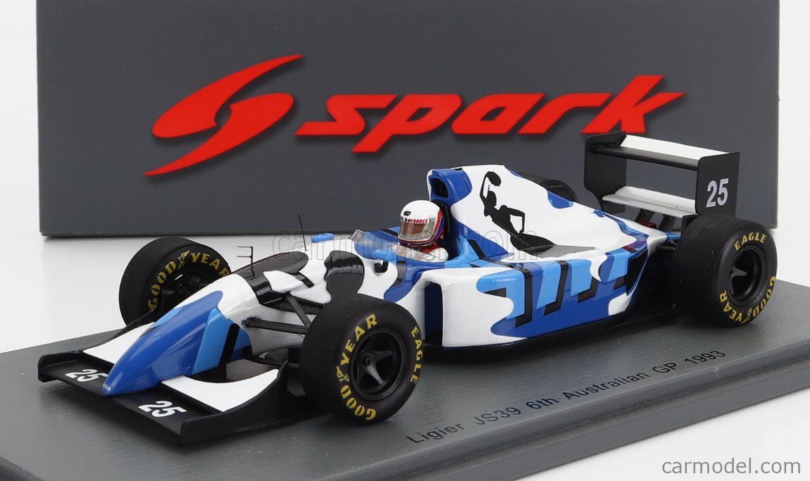 SPARK-MODEL S3979 Echelle 1/43 | LIGIER F1 JS39 N 25 AUSTRALIAN GP 1993 MARTIN BRUNDLE WHITE BLUE