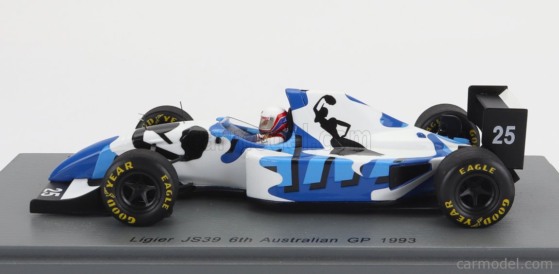 SPARK-MODEL S3979 Echelle 1/43 | LIGIER F1 JS39 N 25 AUSTRALIAN GP 1993 MARTIN BRUNDLE WHITE BLUE
