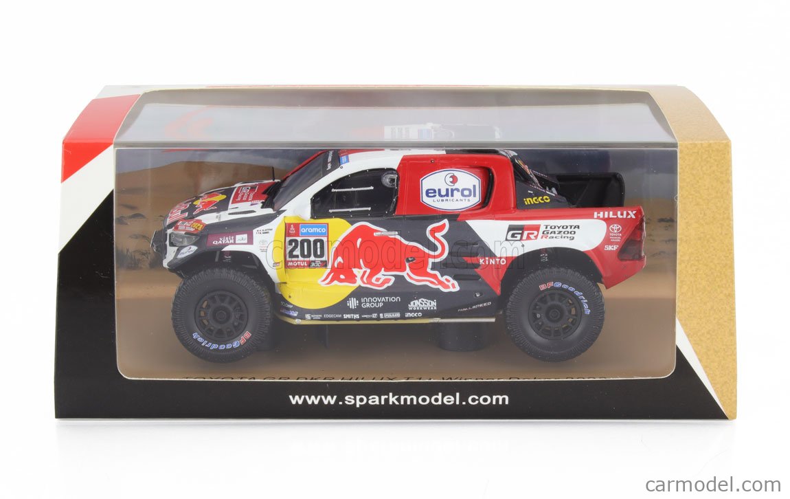 SPARK-MODEL S5871 Scale 1/43 | TOYOTA HILUX T1 GR DKR PICK-UP TEAM TOYOTA GAZOO RACING RED BULL ...