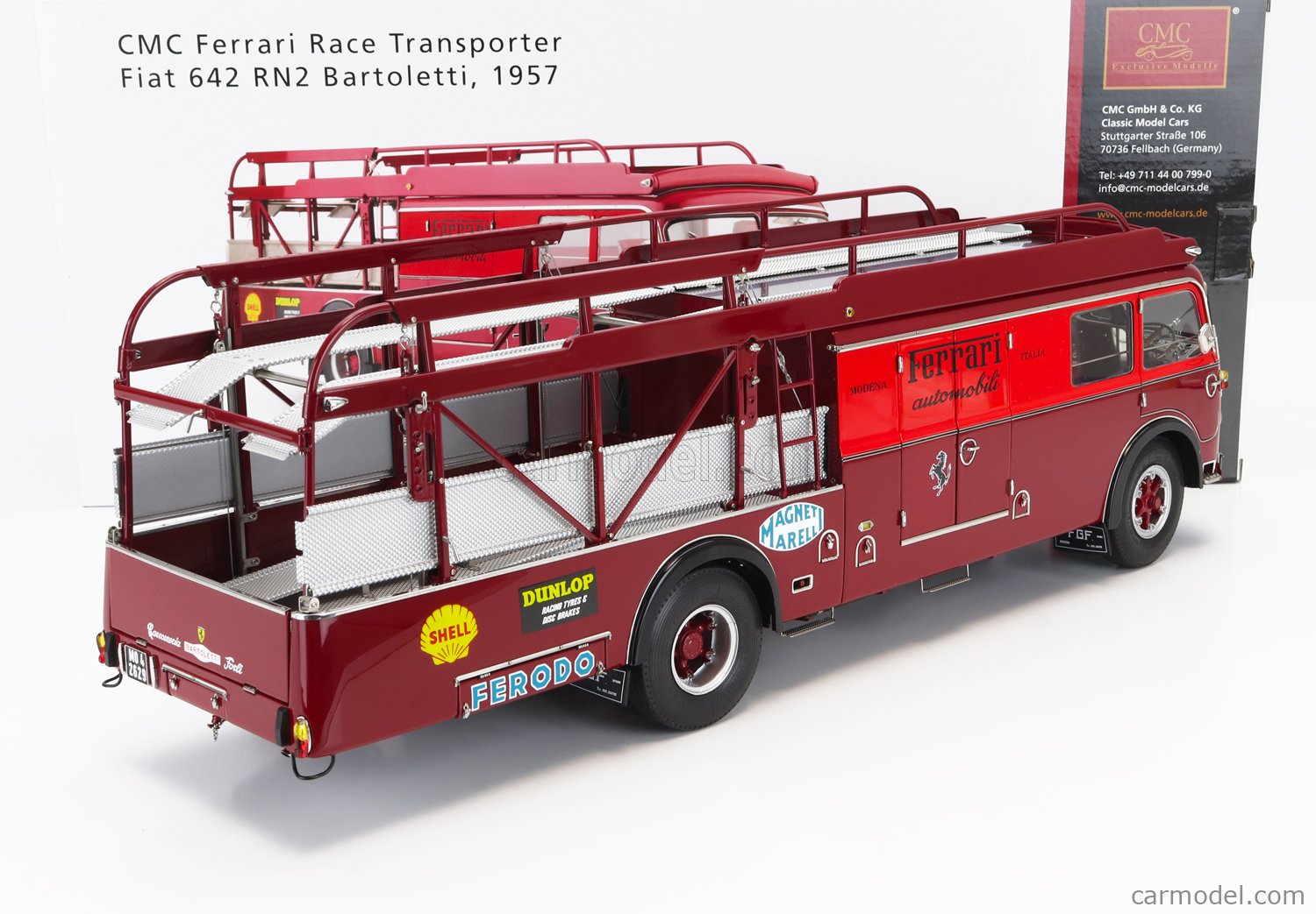 CMC M084-2 Scale 1/18 | FIAT 642RN2 TRUCK BARTOLETTI F1 FERRARI CAR TRANSPORTER 1957 RED