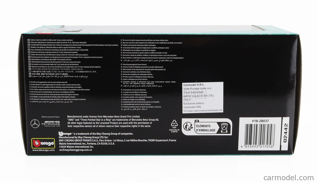 BURAGO 18-28037-HAM Scale 1/24 | MERCEDES GP F1 W14 TEAM MERCEDES-AMG ...