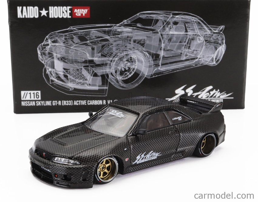 MINI-GT KHMG116 Escala 1/64 | NISSAN SKYLINE GT-R (R33) ACTIVE CARBON R ...