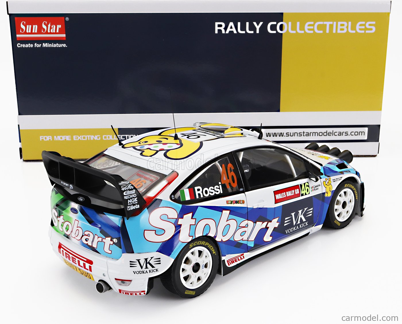 SUN-STAR 03939 Scale 1/18 | FORD ENGLAND FOCUS RS WRC STOBART N 46 RALLY WALES GB 2008 VALENTINO ...