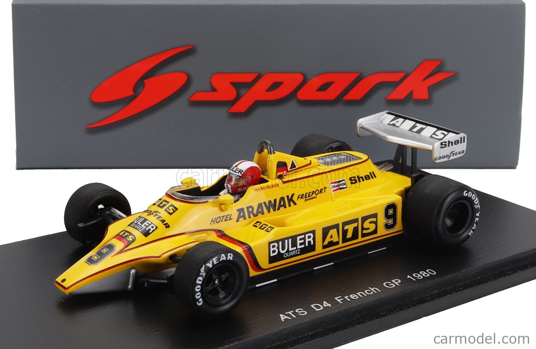 SPARK-MODEL S4365 Echelle 1/43 | ATS F1 D4 N 9 FRENCH GP 1980 MARC SURER YELLOW
