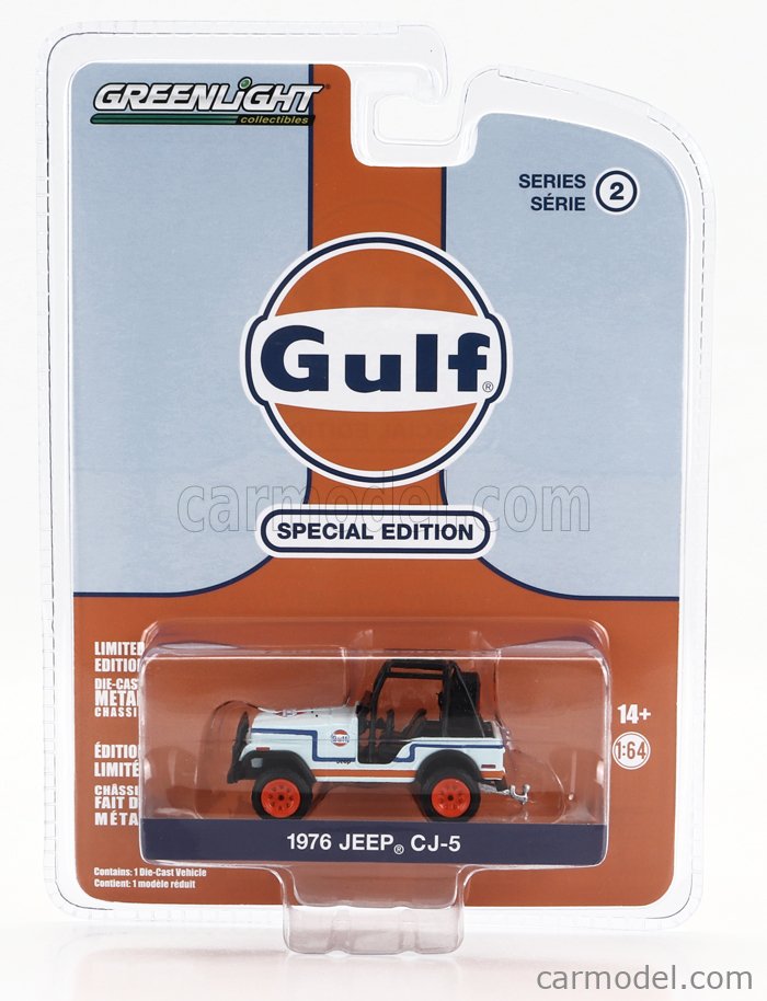 GREENLIGHT 41145C Scale 1/64 | JEEP CJ-5 BAJA GULF 1976 LIGHT BLUE ORANGE