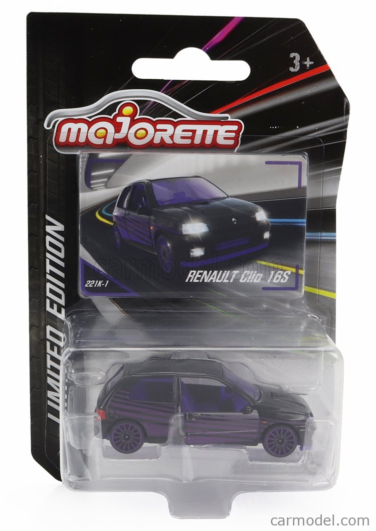MAJORETTE 212054034-CLIO Scala 1/64 | RENAULT CLIO 16V 1997 BLACK PURPLE