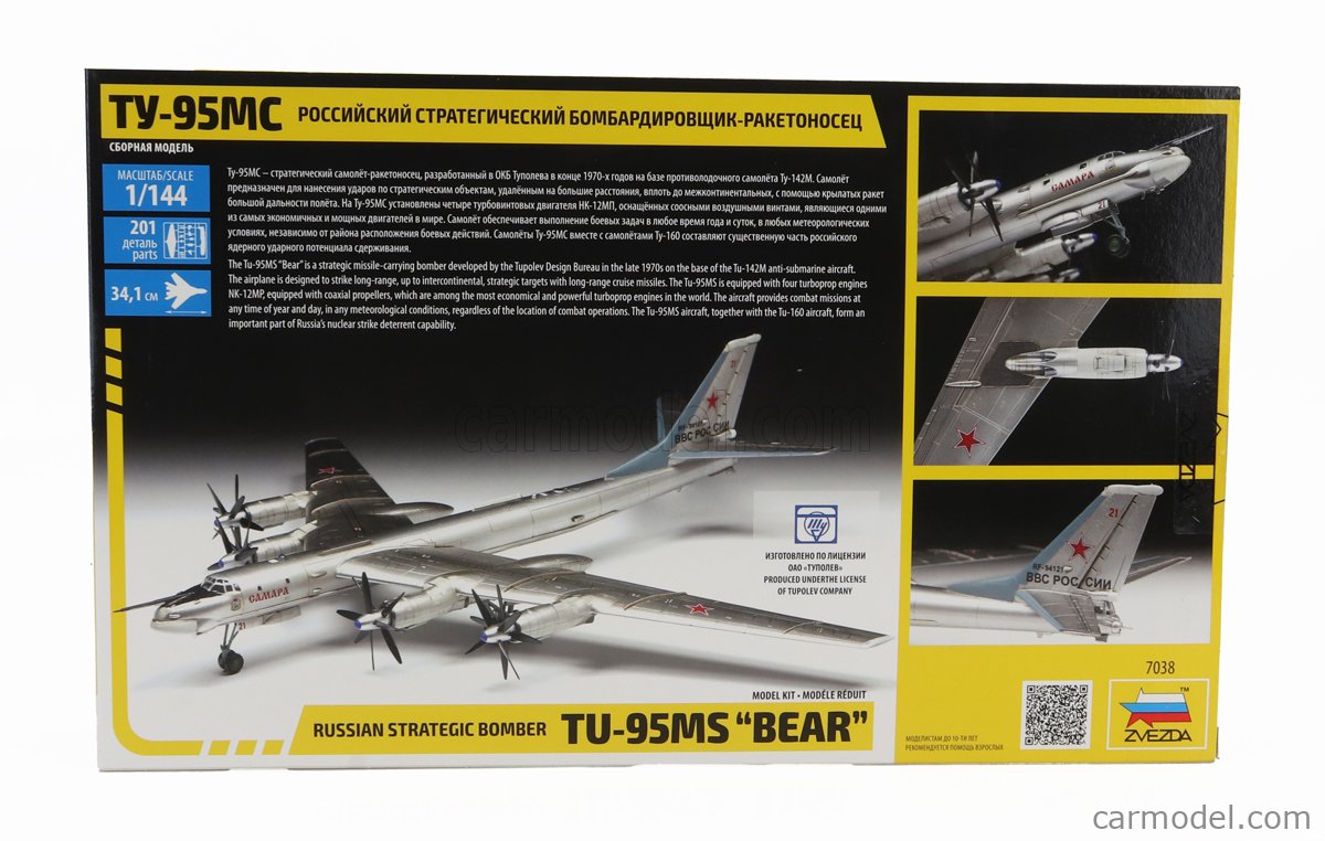 ZVEZDA 7038 Scala 1/144 | TUPOLEV TY-95MS BEAR MILITARY RUSSIAN ...