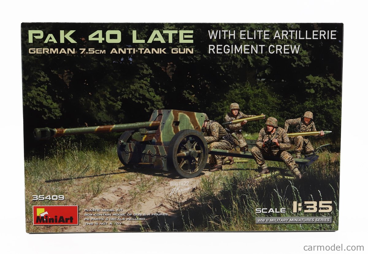 MINIART 35409 Scale 1/35 | TRAILER MILITARY PAK 40 LATE GERMAN 7.5CM ANTI-TANK GUN