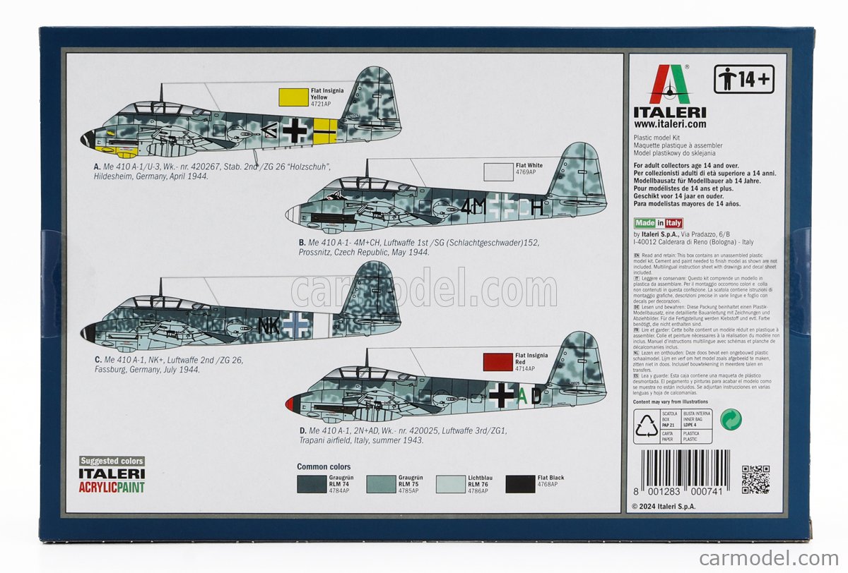 ITALERI IT0074 Scala 1/72 | MESSERSCHMITT ME 410 A-1 MILITARY AIRPLANE ...
