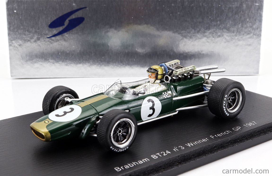 SPARK-MODEL S3507 Echelle 1/43 | BRABHAM F1 BT24 N 3 WINNER FRENCH GP 1967 JACK BRABHAM GREEN GOLD