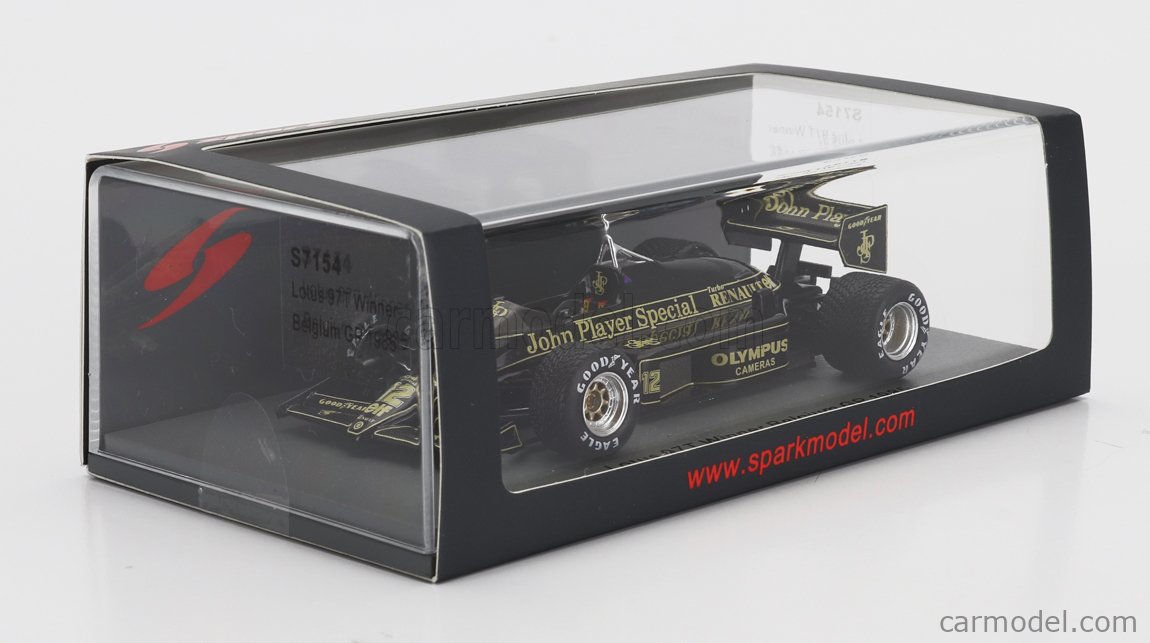 SPARK-MODEL S7154 Scale 1/43 | LOTUS F1 97T N 12 WINNER BELGIUM GP 1985 AYRTON SENNA BLACK GOLD