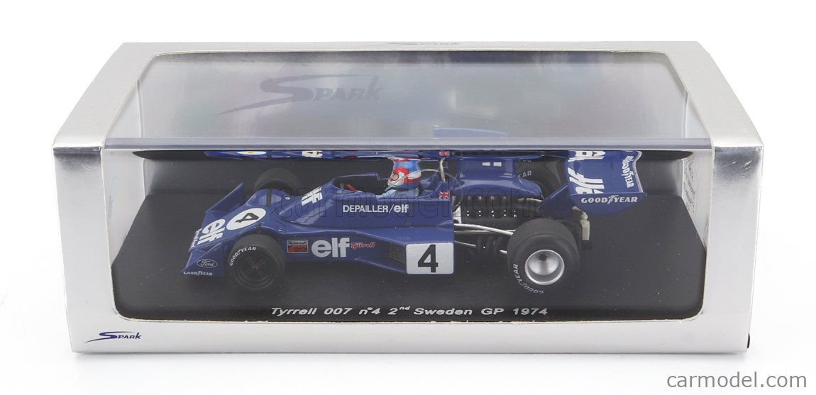 SPARK-MODEL S1644 Масштаб 1/43 | TYRRELL F1 007 N 4 2nd SWEDEN GP 1974 PATRICK DEPAILLER BLUE