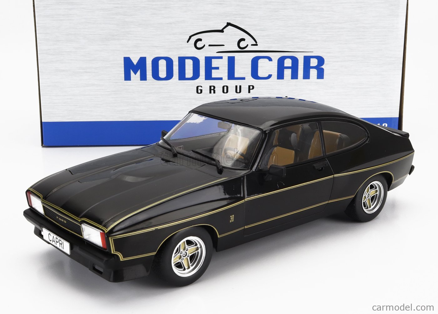 MCG MCG18348 Scale 1/18 | FORD ENGLAND CAPRI MKII COUPE RHD 1975 BLACK GOLD