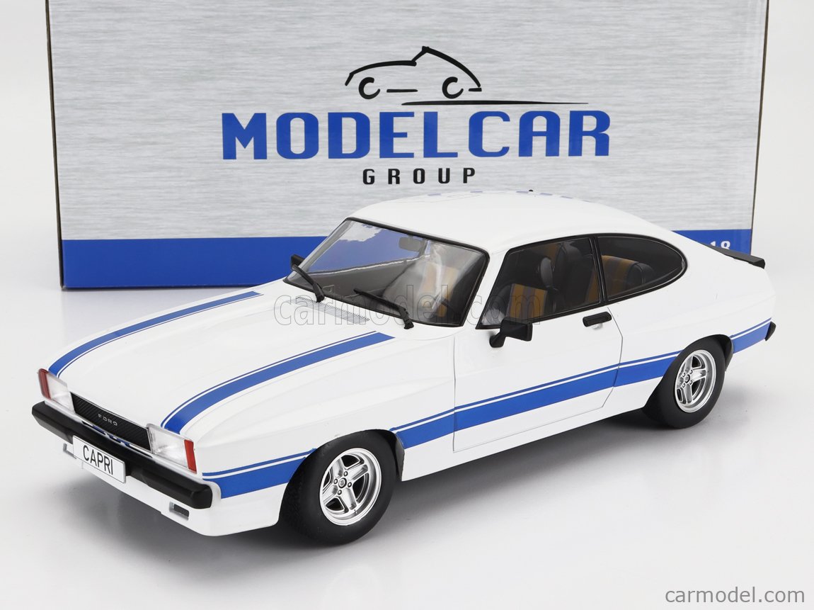 MCG MCG18347 Scale 1/18 | FORD ENGLAND CAPRI MKII COUPE RHD 1975 WHITE BLUE