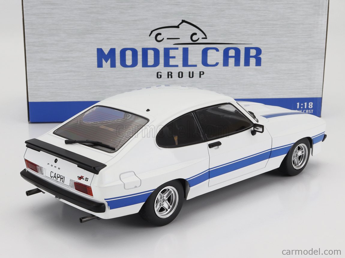 MCG MCG18347 Scale 1/18 | FORD ENGLAND CAPRI MKII COUPE RHD 1975 WHITE BLUE