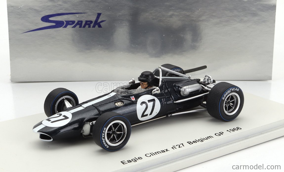 SPARK-MODEL S1665 Masstab: 1/43 | EAGLE F1 CLIMAX N 27 BELGIUM GP 1966 DAN GURNEY BLUE MET WHITE