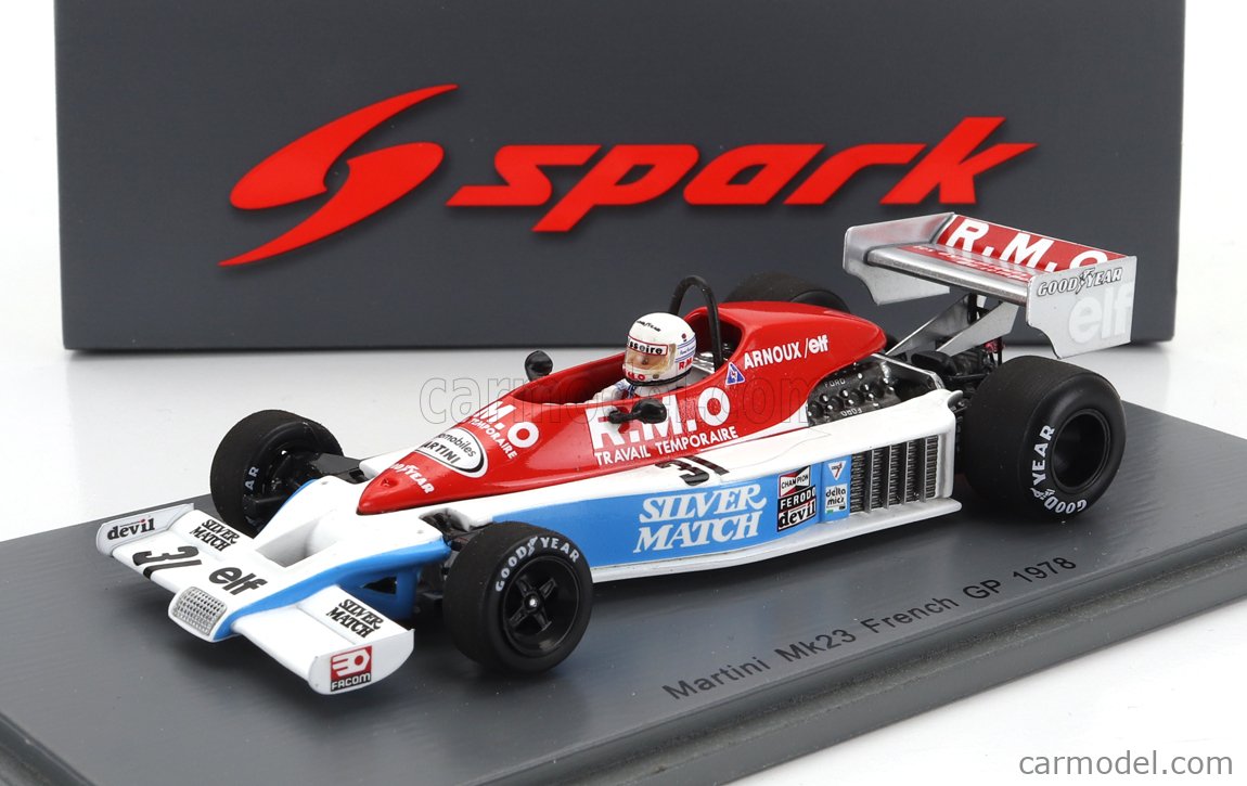 SPARK-MODEL S4838 Escala 1/43 | MARTINI F1 MK23 N 31 FRENCH GP 1978 RENE ARNOUX RED BLUE WHITE
