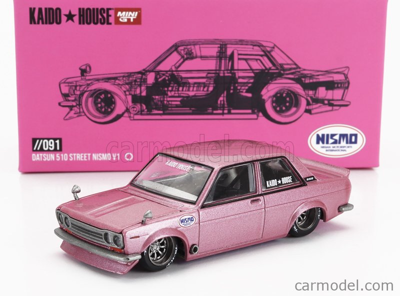 MINI-GT KHMG091 Scale 1/64 | DATSUN 510 STREET NISMO V1 1969 PINK MET