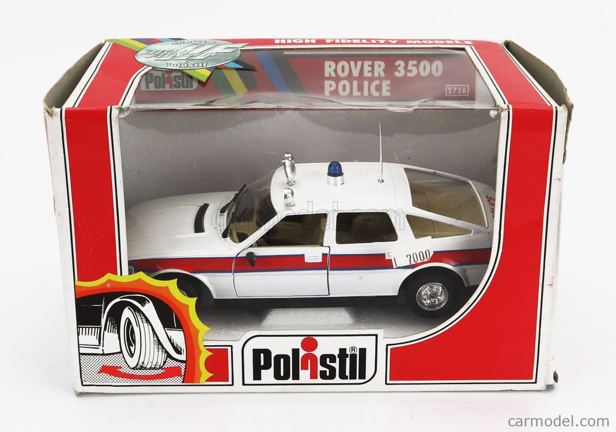 POLITOYS POLISTIL S736 Scale 1/25 | ROVER 3500 POLICE WHITE RED