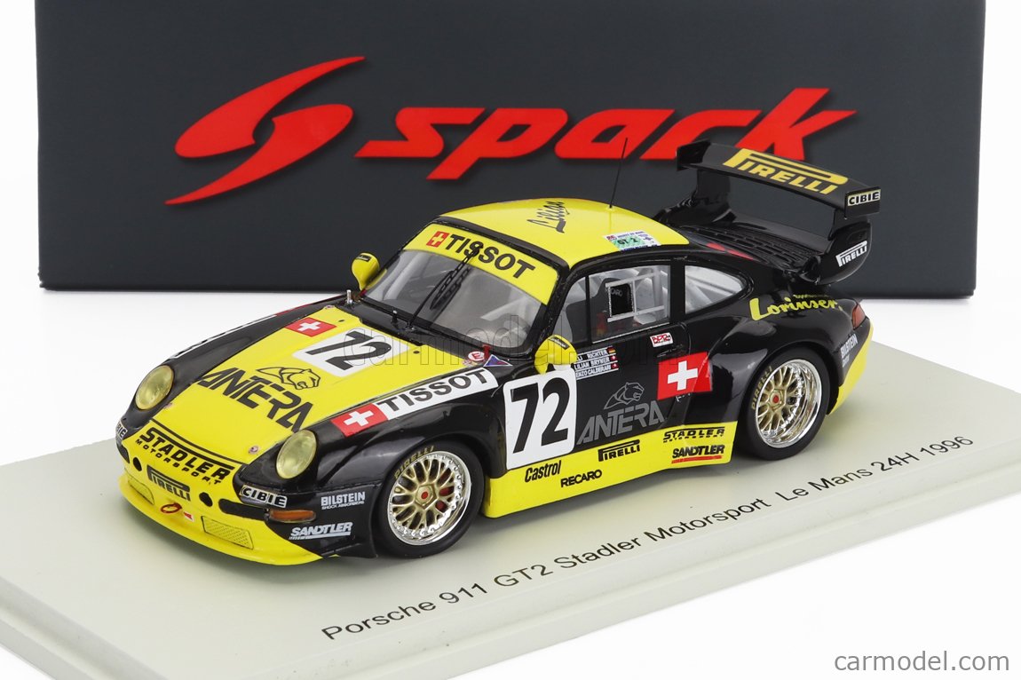 SPARK-MODEL S5523 Scale 1/43 | PORSCHE 911 993 GT2 TEAM STADLER MOTORSPORT N 72 24h LE MANS 1996 ...
