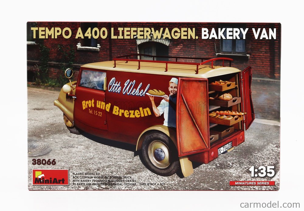 MINIART 38066 Scale 1/35 | TEMPO A400 LIEFERWAGEN 3-WHEELS BAKERY VAN ...