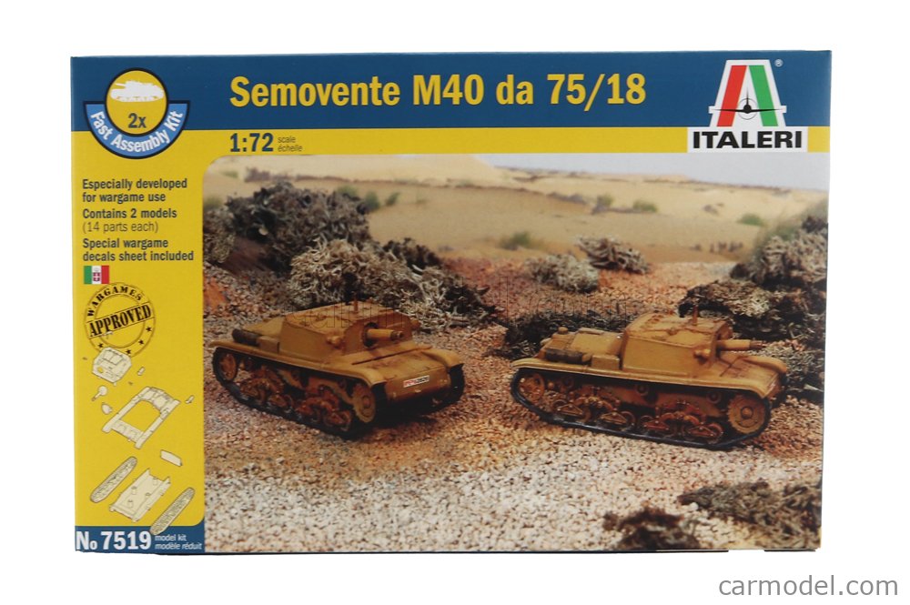 ITALERI IT7519 Scala 1/72 | IVECO FIAT ANSALDO SEMOVENTE L40 75/18 TANK ...