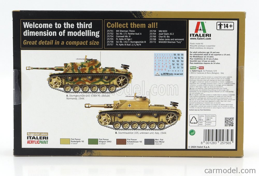 ITALERI IT25756 Scale 1/56 | TANK STUG III STURMHAUBITZE 105 MILITARY ...