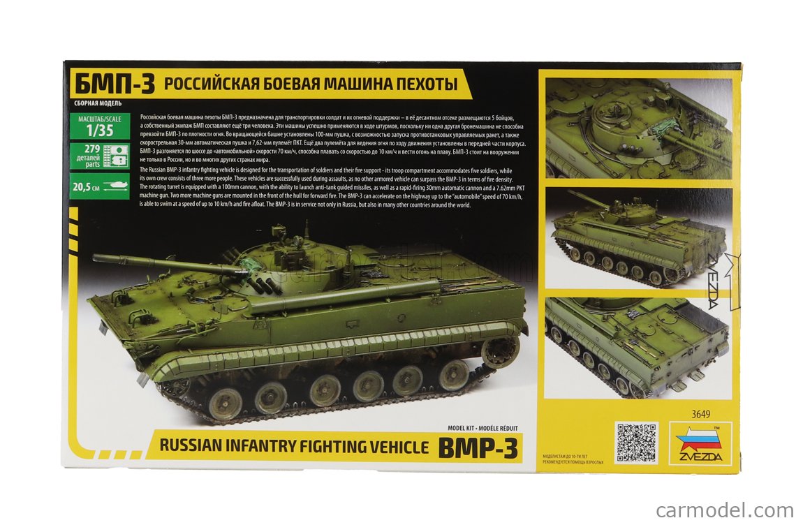 ZVEZDA 3649 Scale 1/35 | TANK BMP-3 RUSSIAN INFANTRY FIGHTING VEHICLE MILITARY