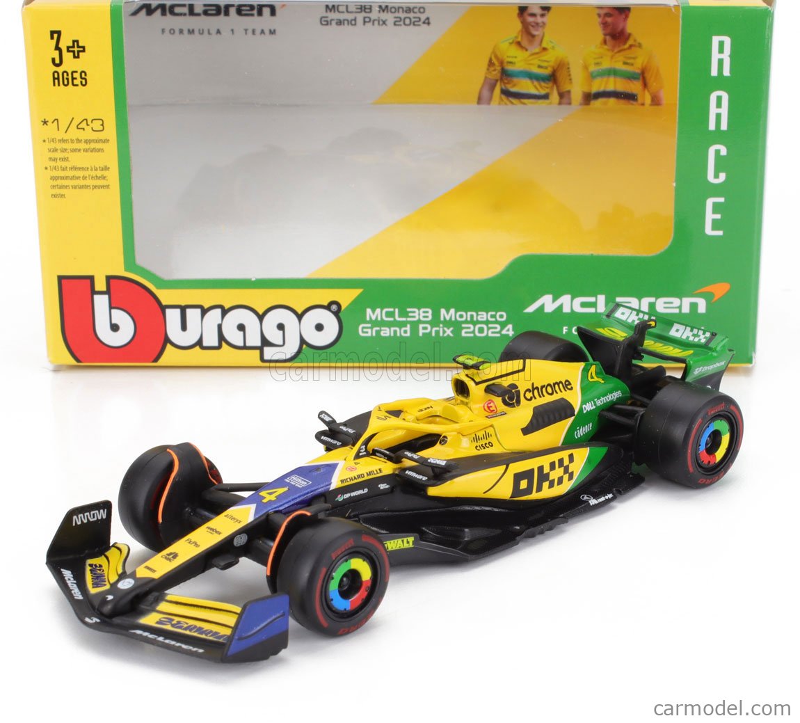 BURAGO 18-38214-N-SENNA Scale 1/43 | McLAREN F1 MCL38 TEAM MCLAREN N 4 4th MONACO GP (SENNA 30th ...
