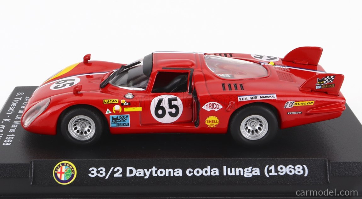 EDICOLA ALFAC067 Scale 1/43 | ALFA ROMEO 33/2 CODA LUNGA TEAM VDS RACING N 65 24h LE MANS 1968 ...