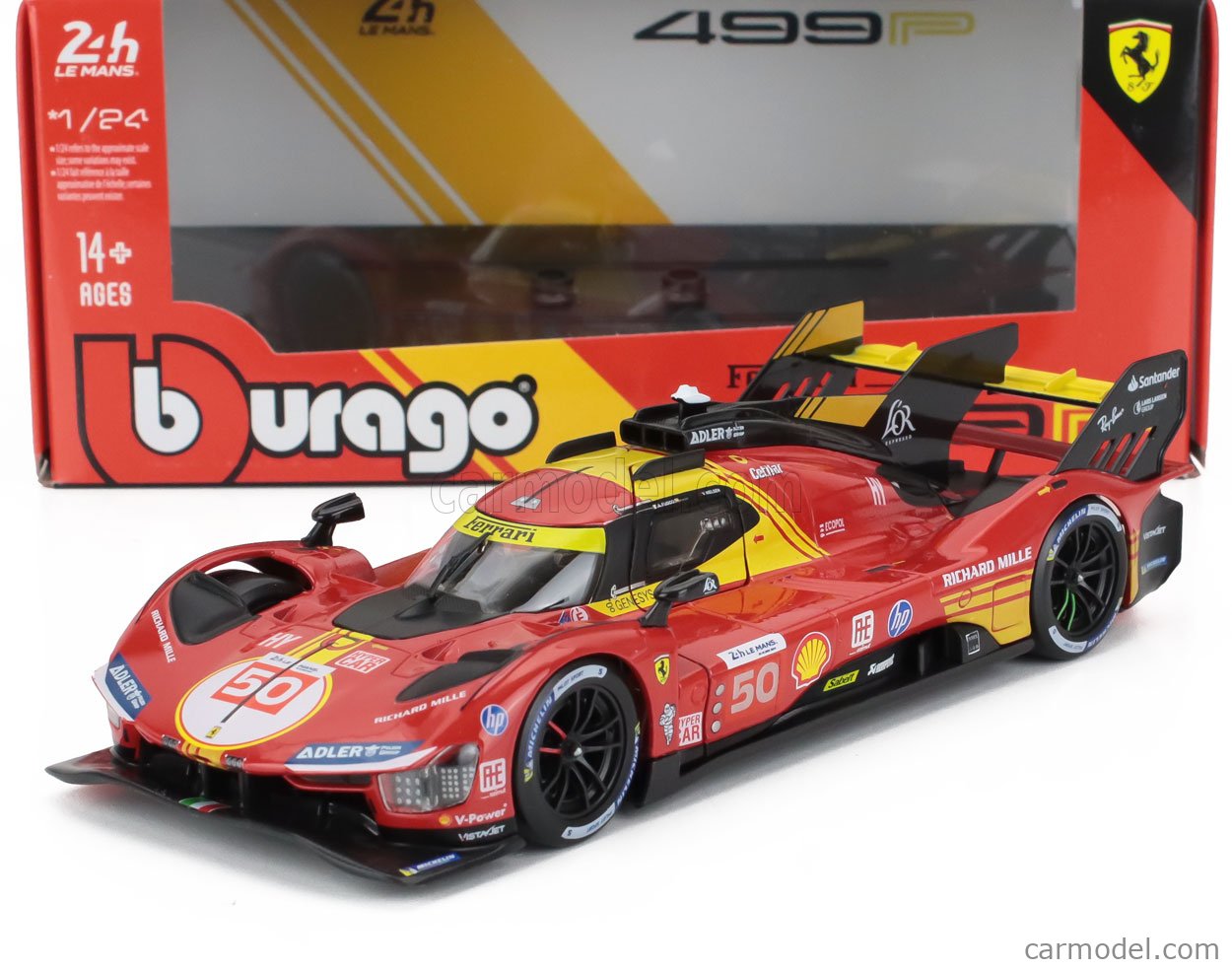 BURAGO 18-26312-50 Echelle 1/24 | FERRARI 499P 3.0L TURBO V6 TEAM FERRARI AF CORSE N 50 WINNER ...