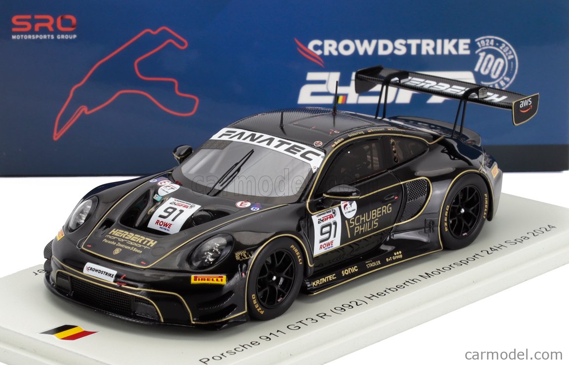 SPARK-MODEL SB827 Scala 1/43 | PORSCHE 911 992 GT3 R 4.2L TEAM HERBERT MOTORSPORT N 91 24h SPA ...