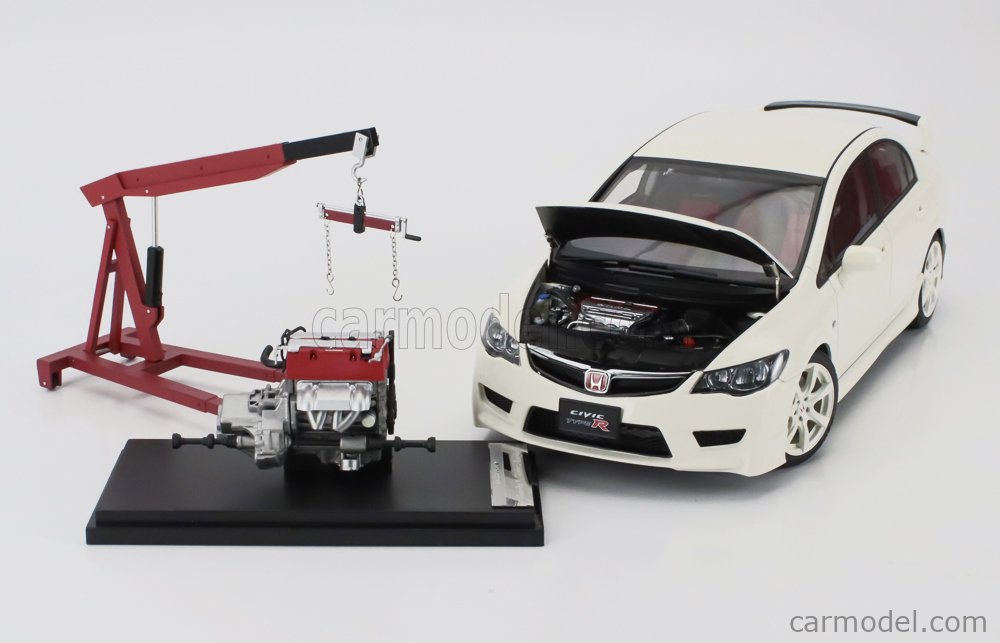 MOTORHELIX M85408 Escala 1/18 | HONDA CIVIC TYPE-R FD2 WITH ENGINE AND ACCESSORIES 2007 WHITE