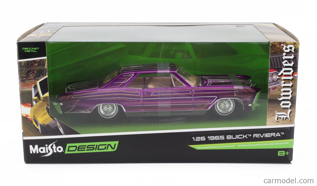 MAISTO 32551R Scale 1/26 | BUICK RIVIERA LOWRIDERS 1965 PURPLE MET