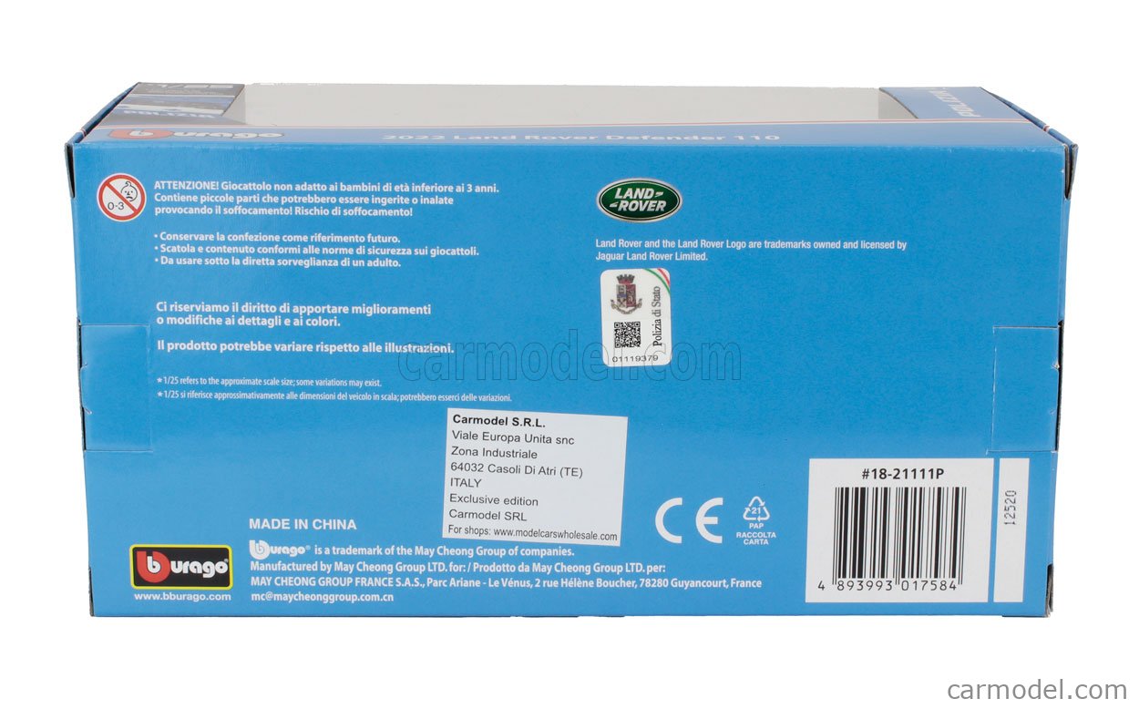 BURAGO 18-21111-POL Scale 1/25 | LAND ROVER NEW DEFENDER 110 POLIZIA ...