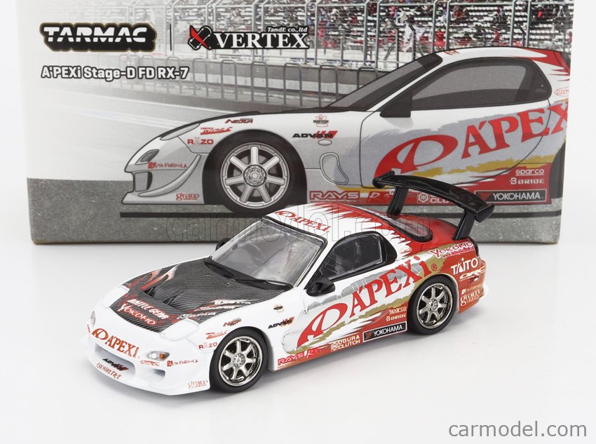 TARMAC T64G-022-AP2 Scale 1/64 | MAZDA RX-7 FD3S A-SPEC APEX COUPE 1993 WHITE RED BLACK