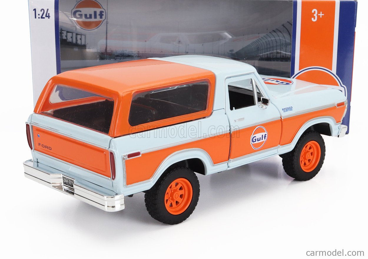 MOTOR-MAX 79662 Echelle 1/24 | FORD USA BRONCO GULF 1978 LIGHT BLUE ORANGE