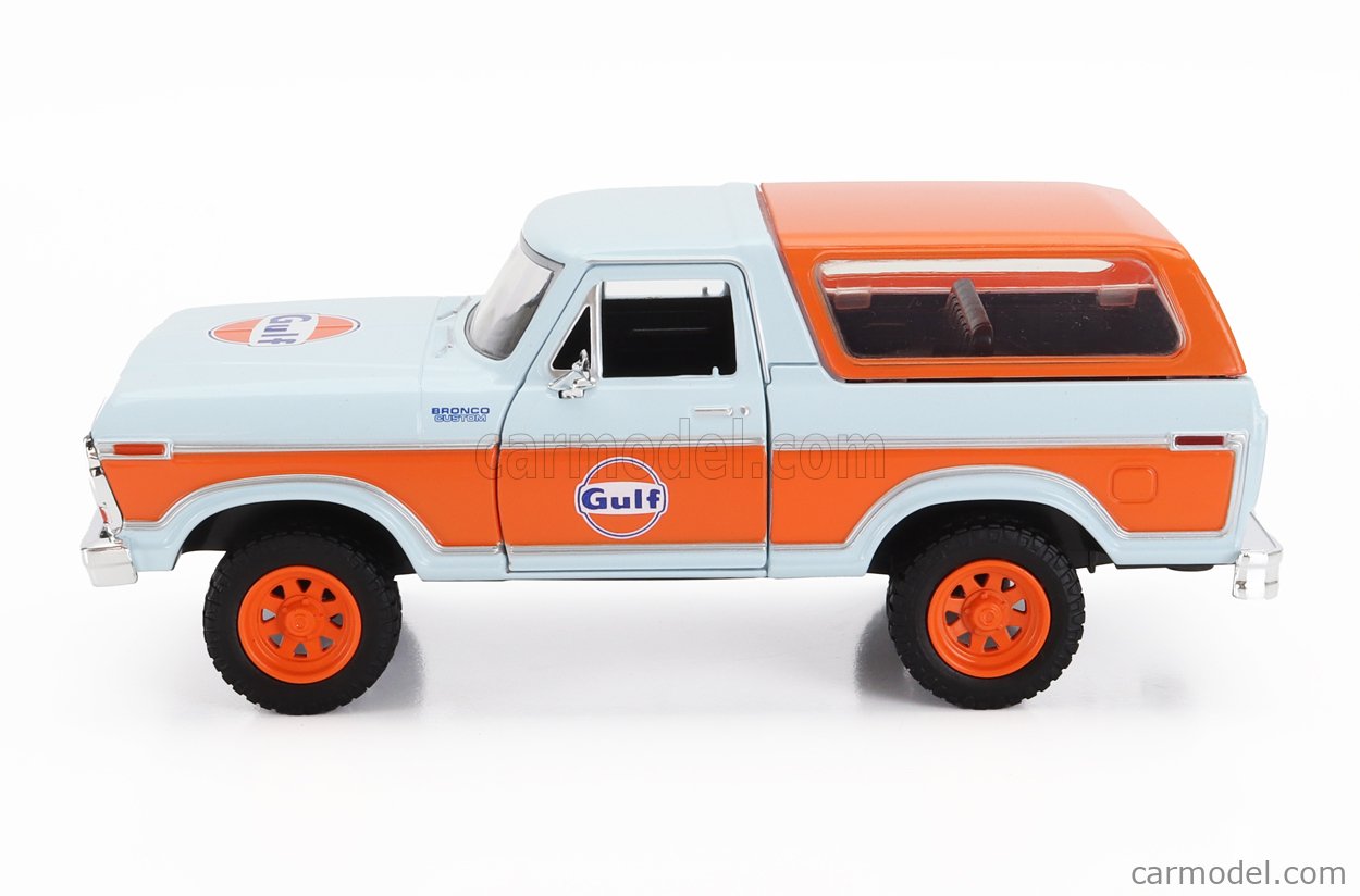MOTOR-MAX 79662 Echelle 1/24 | FORD USA BRONCO GULF 1978 LIGHT BLUE ORANGE