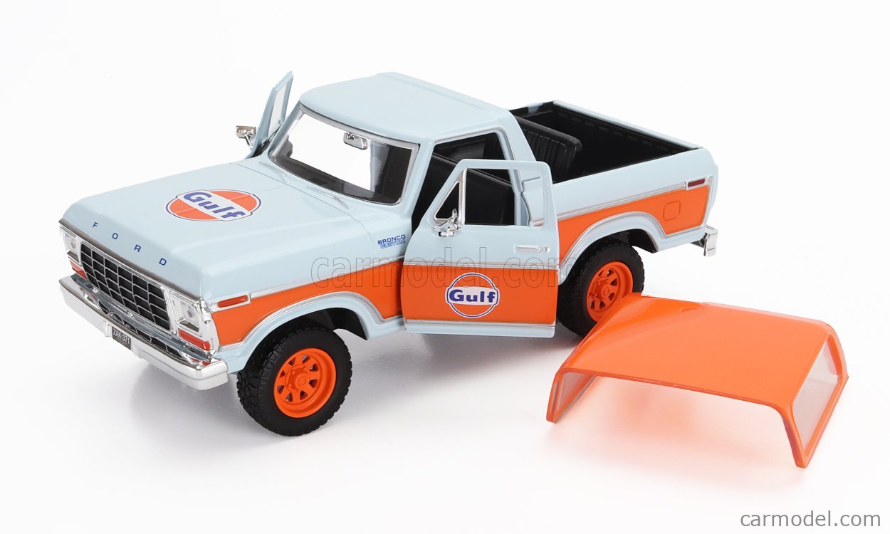 MOTOR-MAX 79662 Echelle 1/24 | FORD USA BRONCO GULF 1978 LIGHT BLUE ORANGE