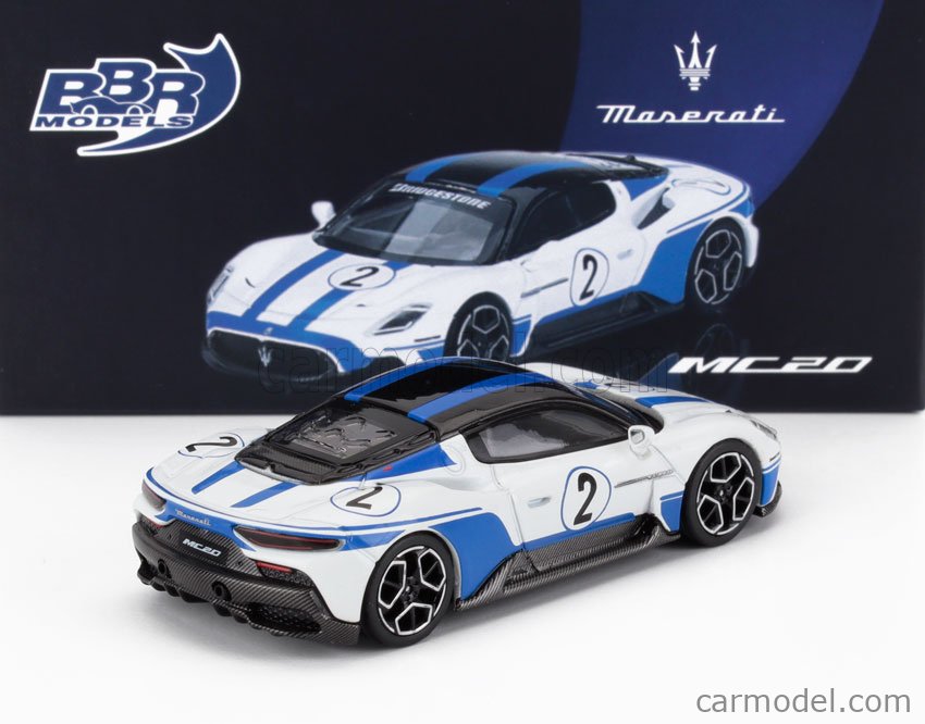BBR-MODELS BBRDIE6407 Scale 1/64 | MASERATI MC20 N 2 RACING ERFORMANCE EXPERIENCE 2024 WHITE BLUE