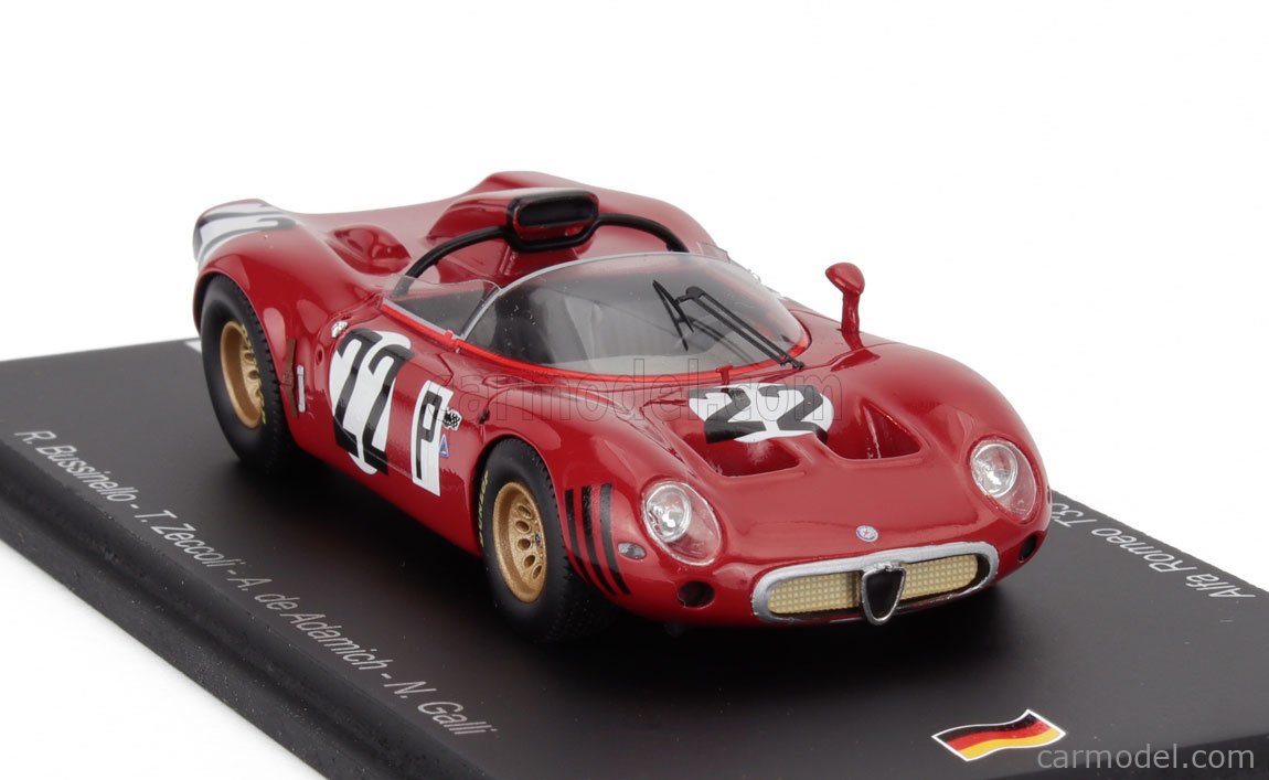 SPARK-MODEL SG816 Scale 1/43 | ALFA ROMEO T33 N 22 1000KM NURBURGRING 1967 ROBERTO BUSSINELLO ...