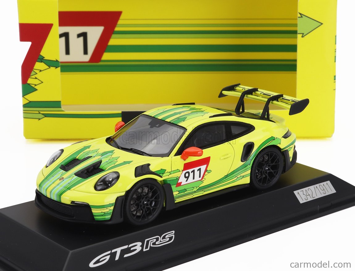 SPARK-MODEL WAP0202840SGT3 Scale 1/43 | PORSCHE 911 992 GT3 RS N 911 COUPE 2023 YELLOW GREEN