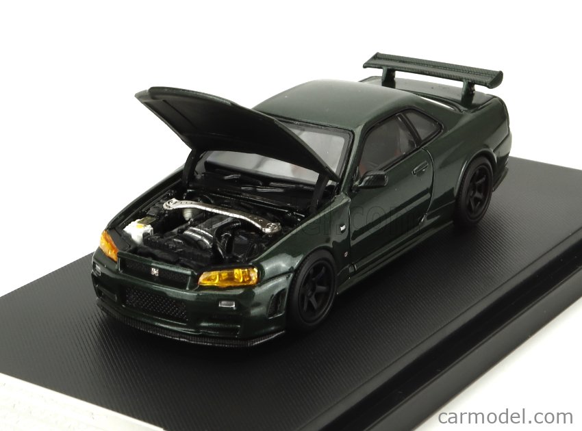 MOTORHELIX M63421 Escala 1/64 | NISSAN SKYLINE GT-R (R34) NISMO CRS 2002 DARK GREEN