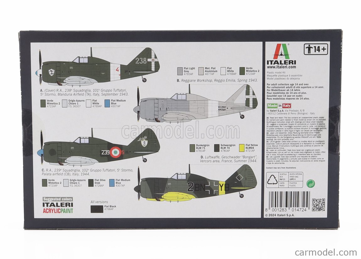 ITALERI IT1472 Scale 1/72 | REGGIANE RE2002 ARIETE MILITARY AIRPLANE 1941