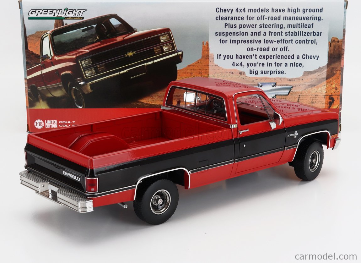 GREENLIGHT 13686 Scale 1/18 | CHEVROLET K-10 PICK-UP 1984 RED BLACK