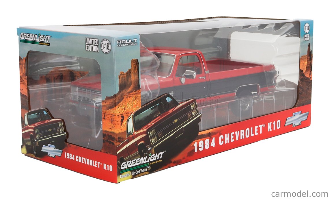 GREENLIGHT 13686 Scale 1/18 | CHEVROLET K-10 PICK-UP 1984 RED BLACK