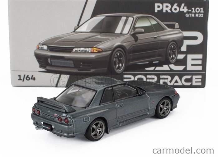 POP-RACE-LIMITED PR640101 Scale 1/64 | NISSAN SKYLINE GT-R (R32) 1989 GREY