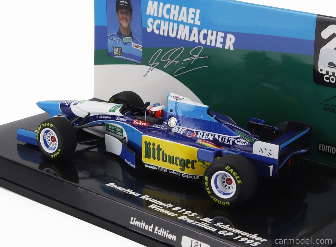 MINICHAMPS 517950101 Scale 1/43 | BENETTON F1 B195 TEAM MILD SEVEN RENAULT N 1 WORLD CHAMPION ...