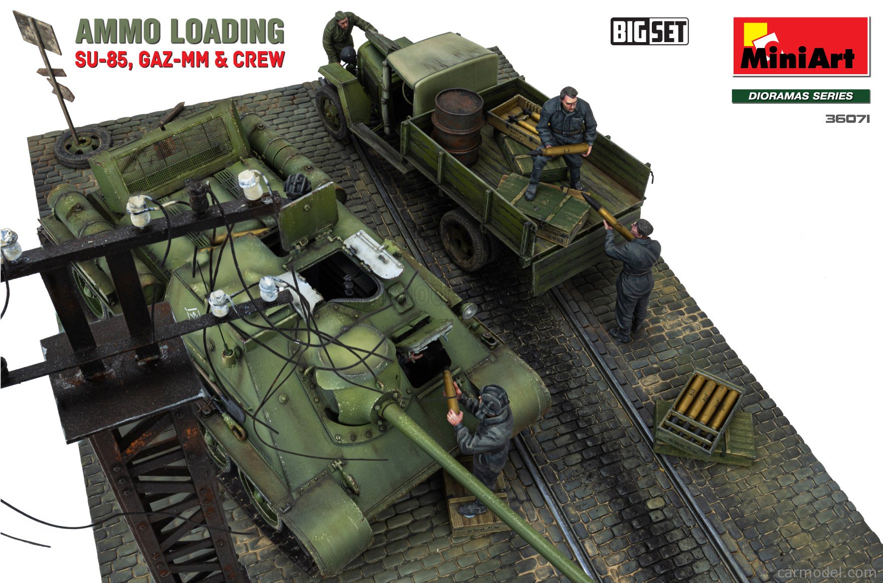 MINIART 36071 Scale 1/35 | GAZ SET AMMO LOADING DIORAMA - TRUCK WITH TANK SU-85 WITH MILITARY ...
